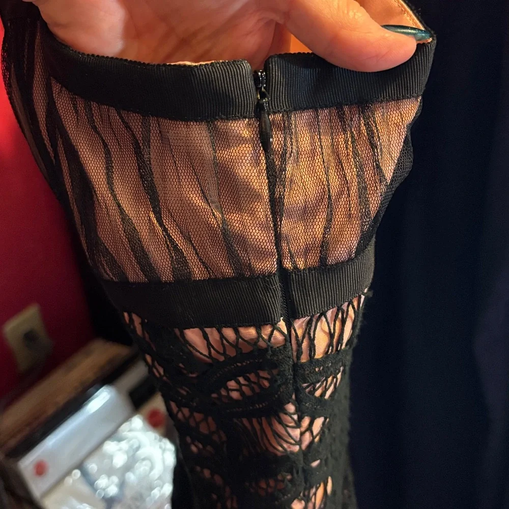 Betsey Johnson | Dresses | Betsey Johnson Sheer Black Lace Cocktail ...